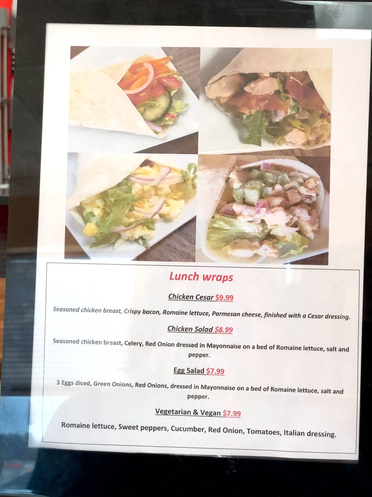 Menu at Cal's Bakery & Cafe, Barrie