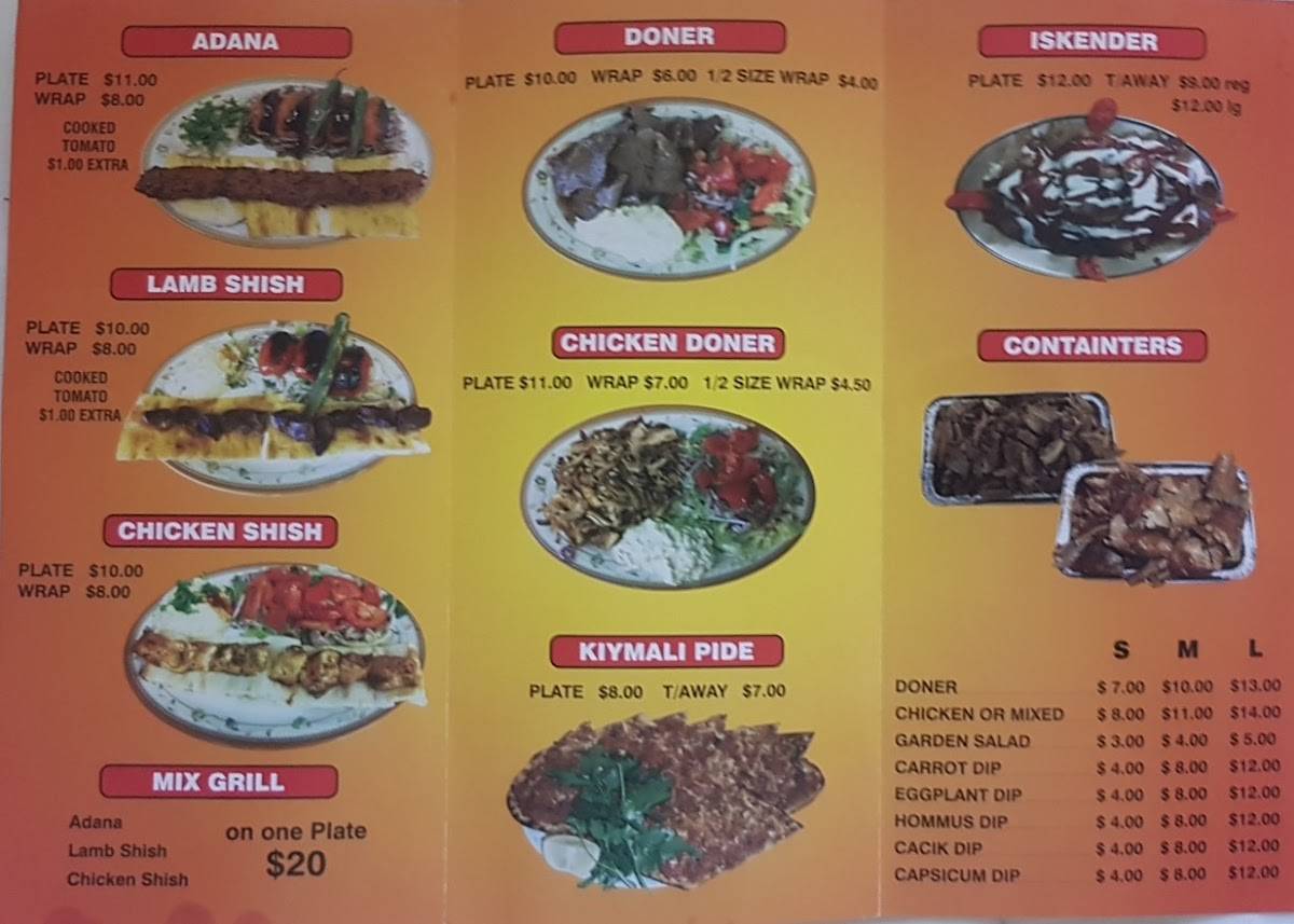 Menu at Katik Turkish Take Away fast food, Campbellfield