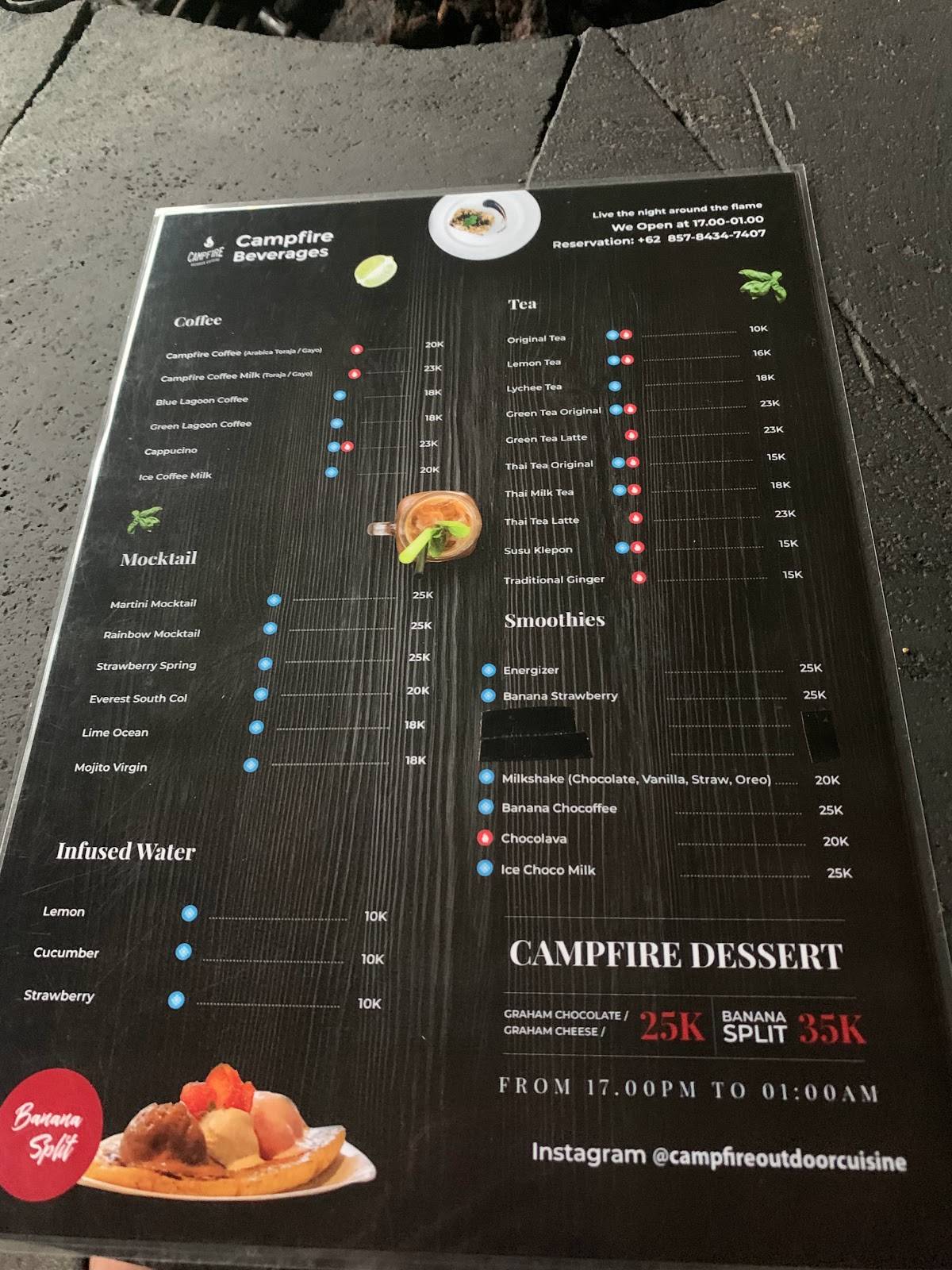 Menu at Campfire Outdoor Cuisine Batu restaurant, Batu