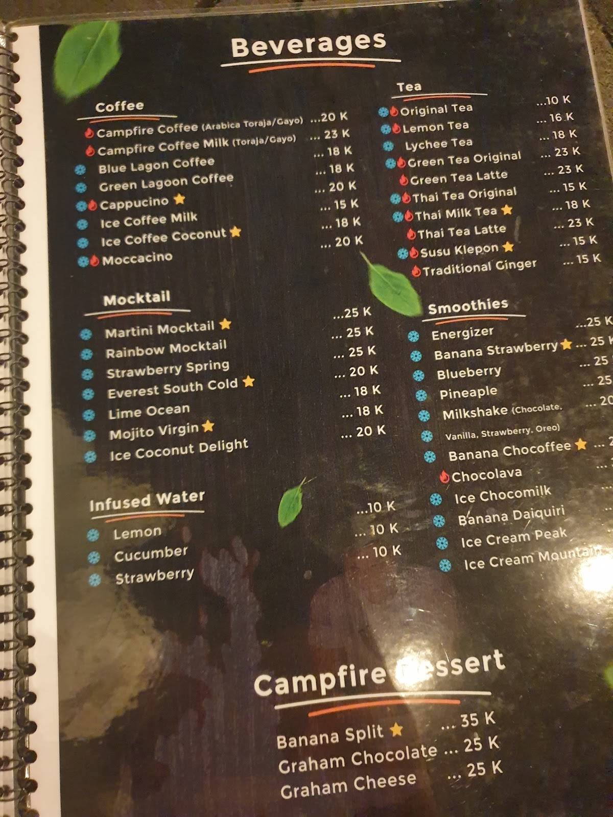 Menu at Campfire Outdoor Cuisine Batu restaurant, Batu