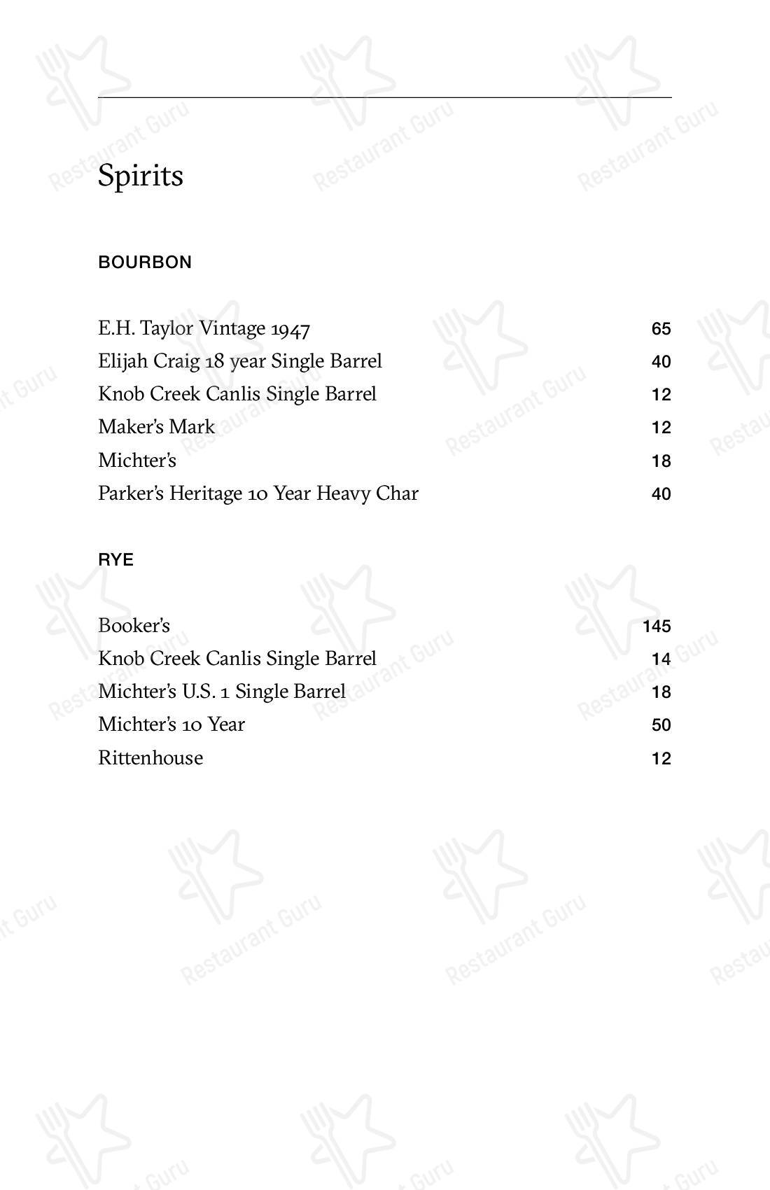 Menu at Canlis restaurant, Seattle