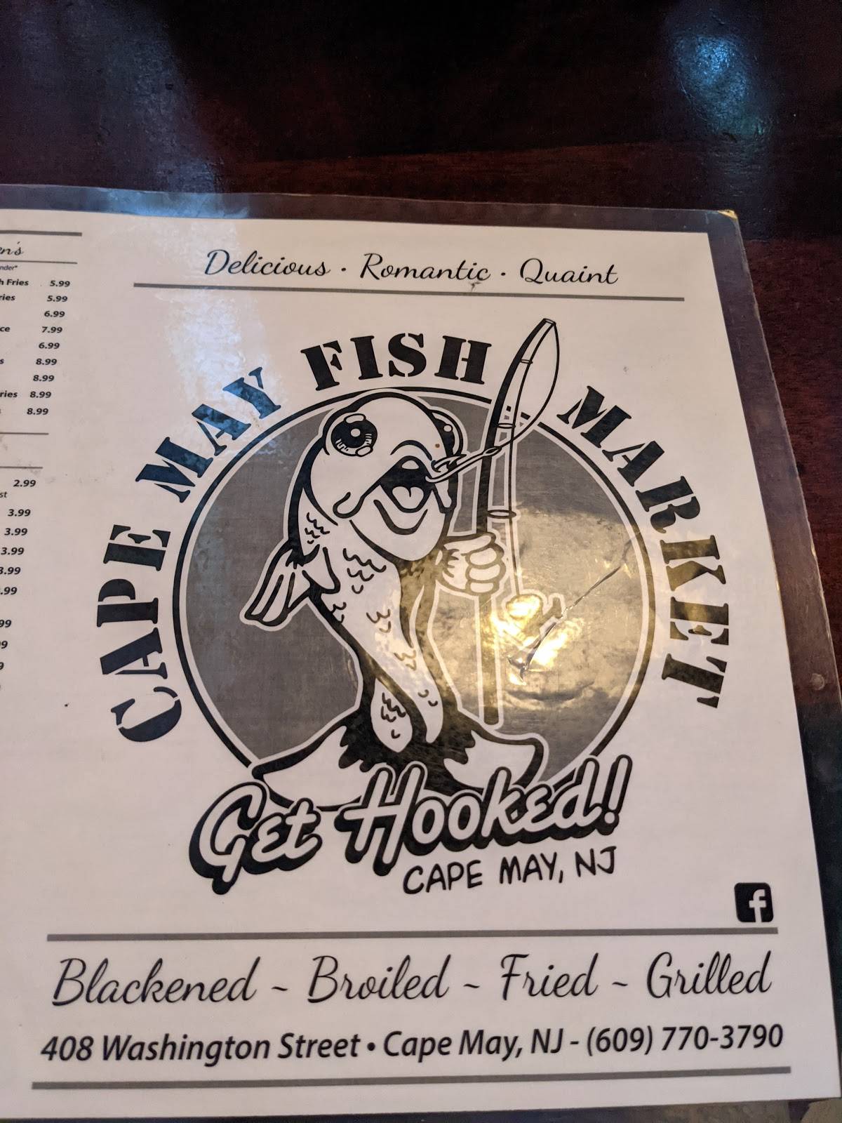 Menu at Cape May Fish Market pub & bar, Cape May, 408 Washington St