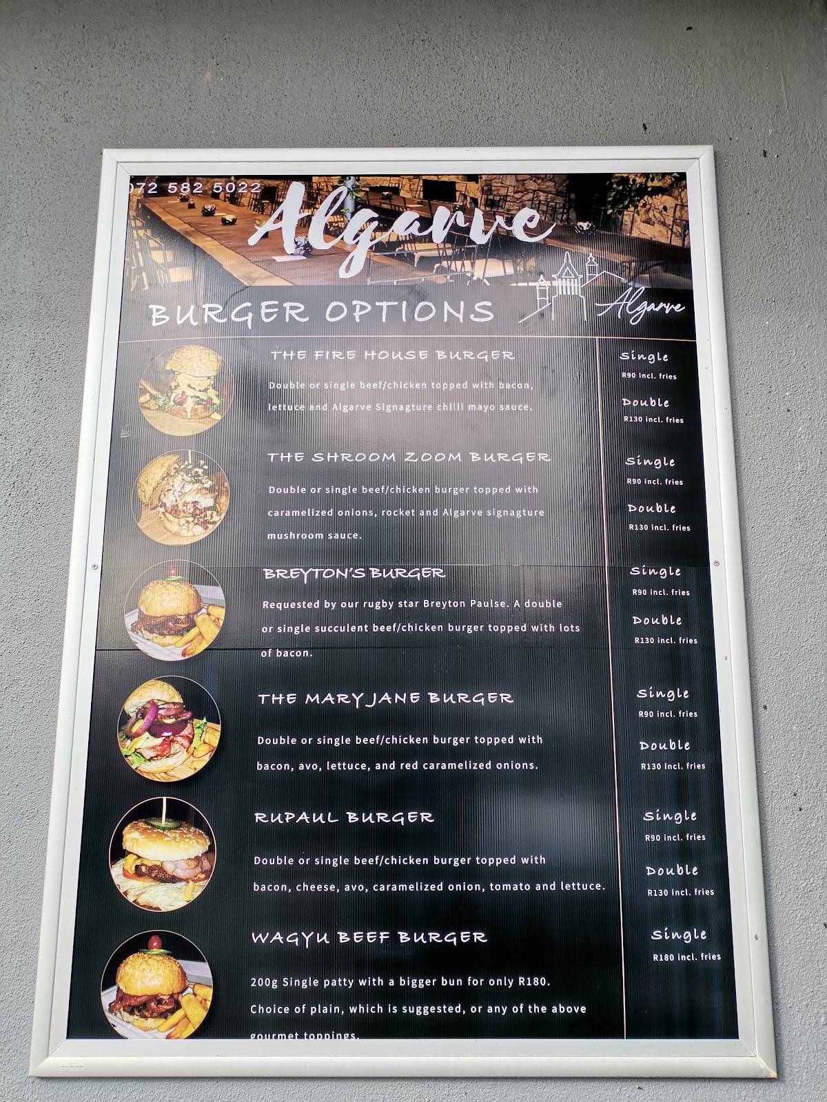 Menu at Algarve Restaurant & Bar, Cape Town
