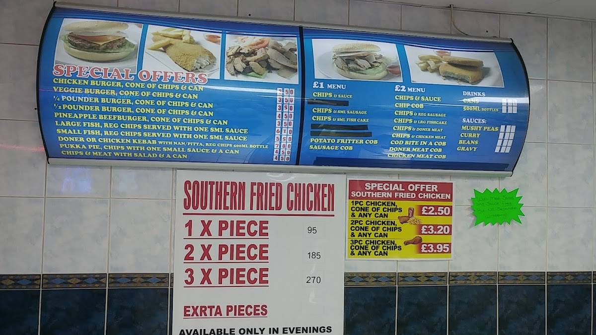 Menu at Captain Cod restaurant, Nottingham