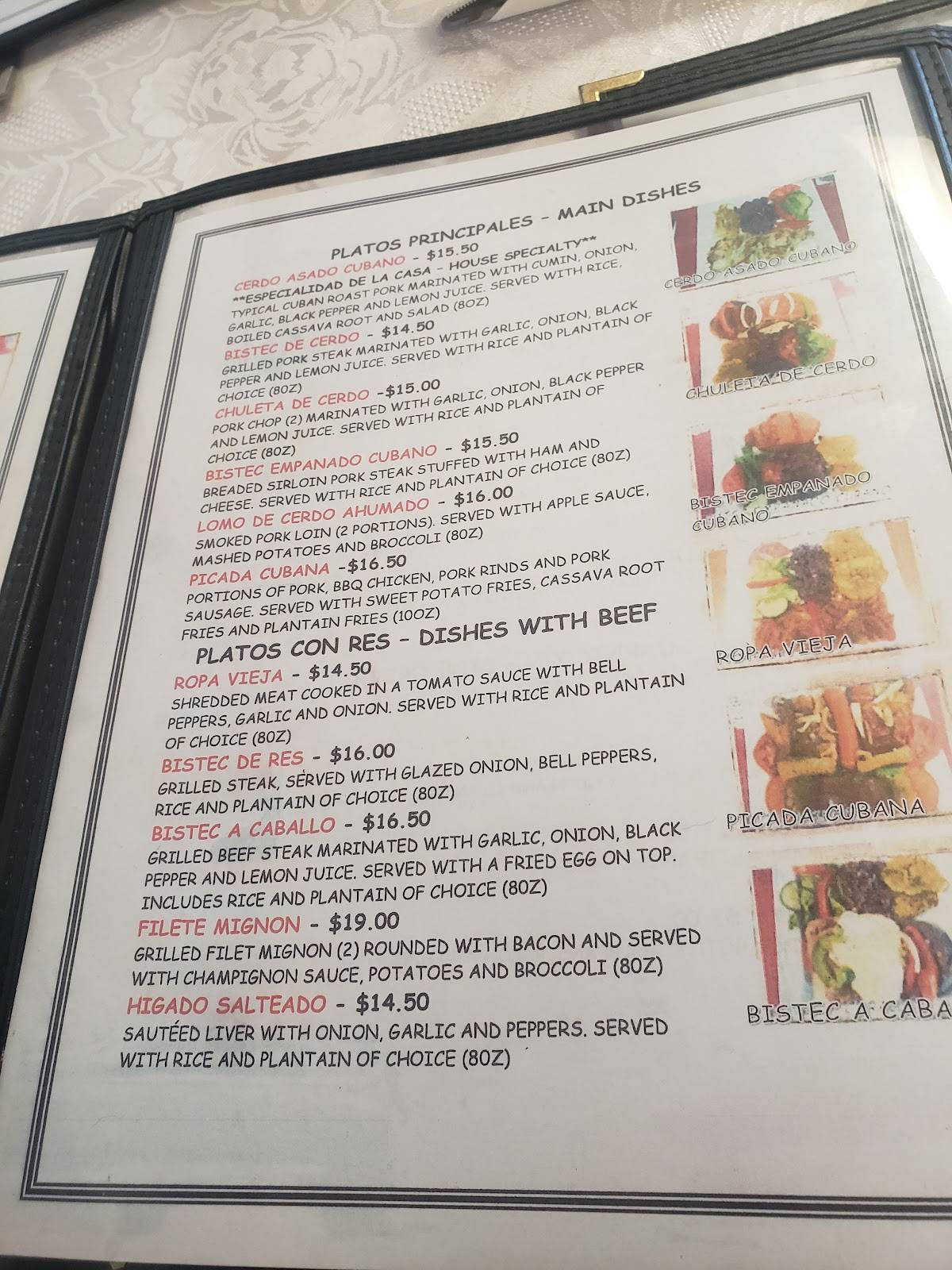 Menu at Casa Cubana Restaurant, London, 411 Hamilton Rd