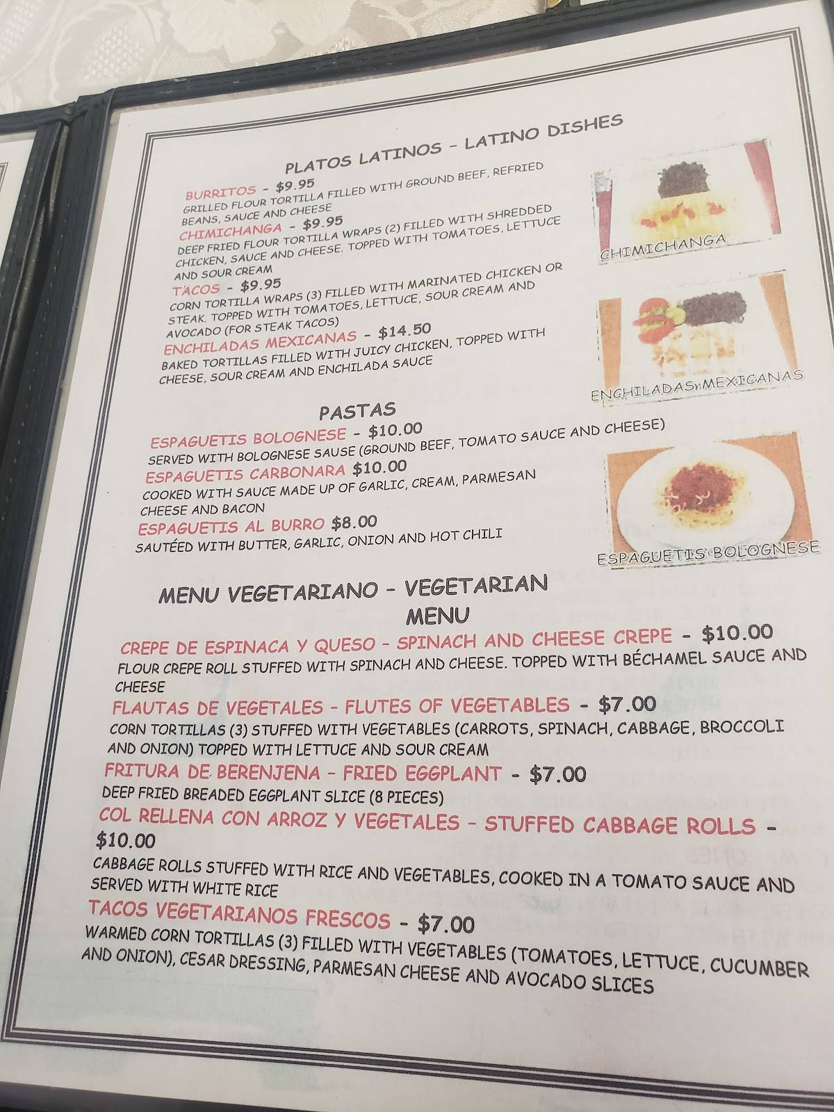 Menu at Casa Cubana Restaurant, London, 411 Hamilton Rd