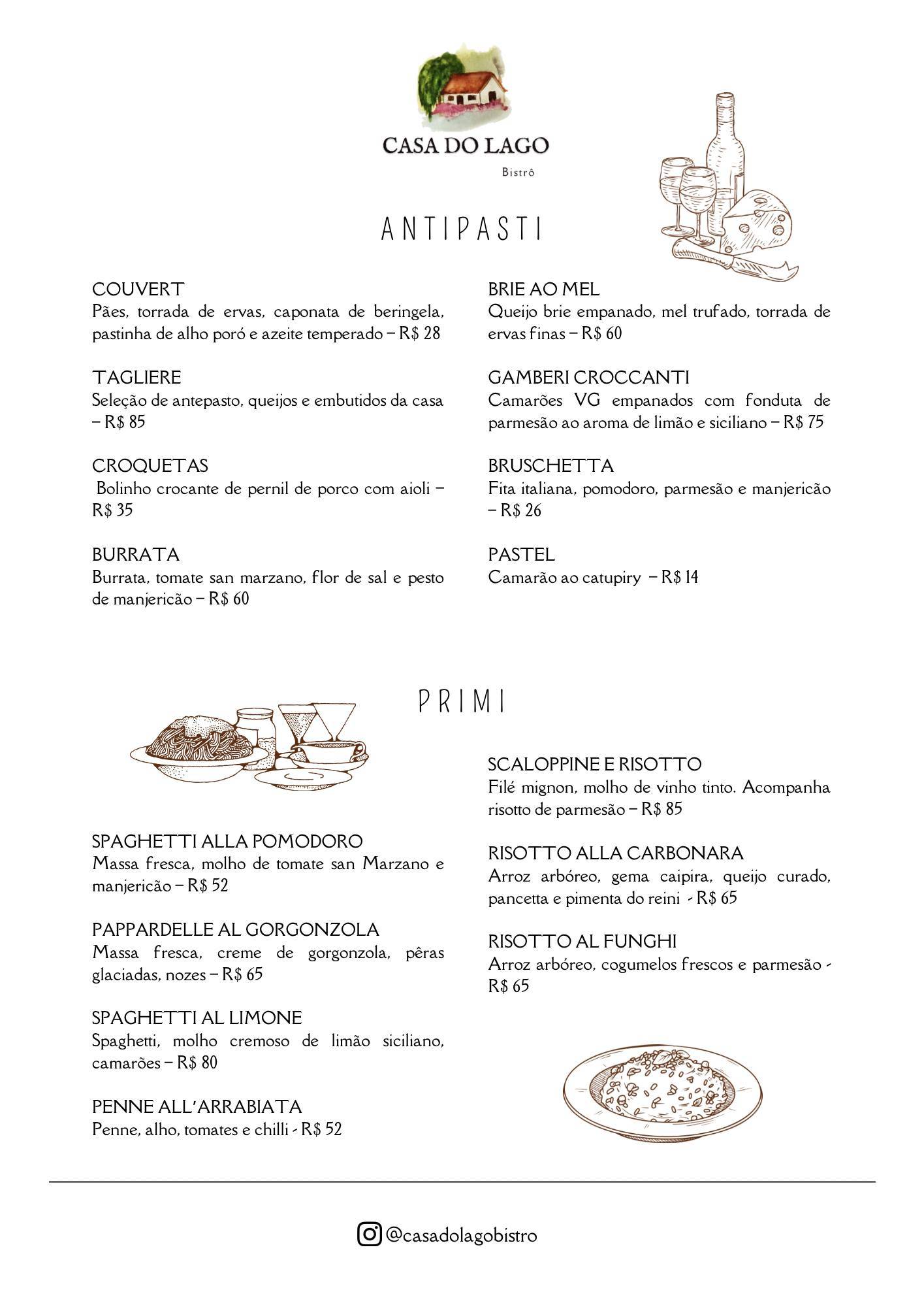 Menu em Bistrô Casa do Lago restaurante, Vassouras