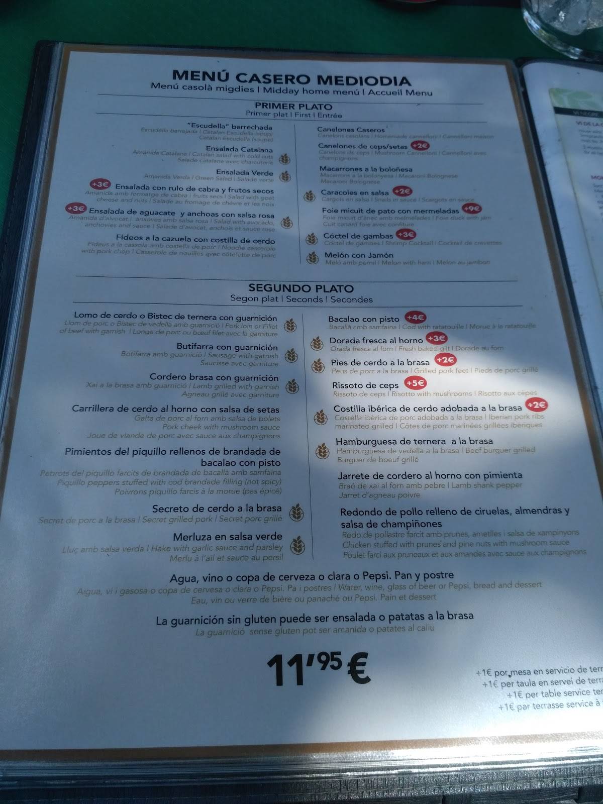 Carta del pub y bar Castell del Besalú, Besalú