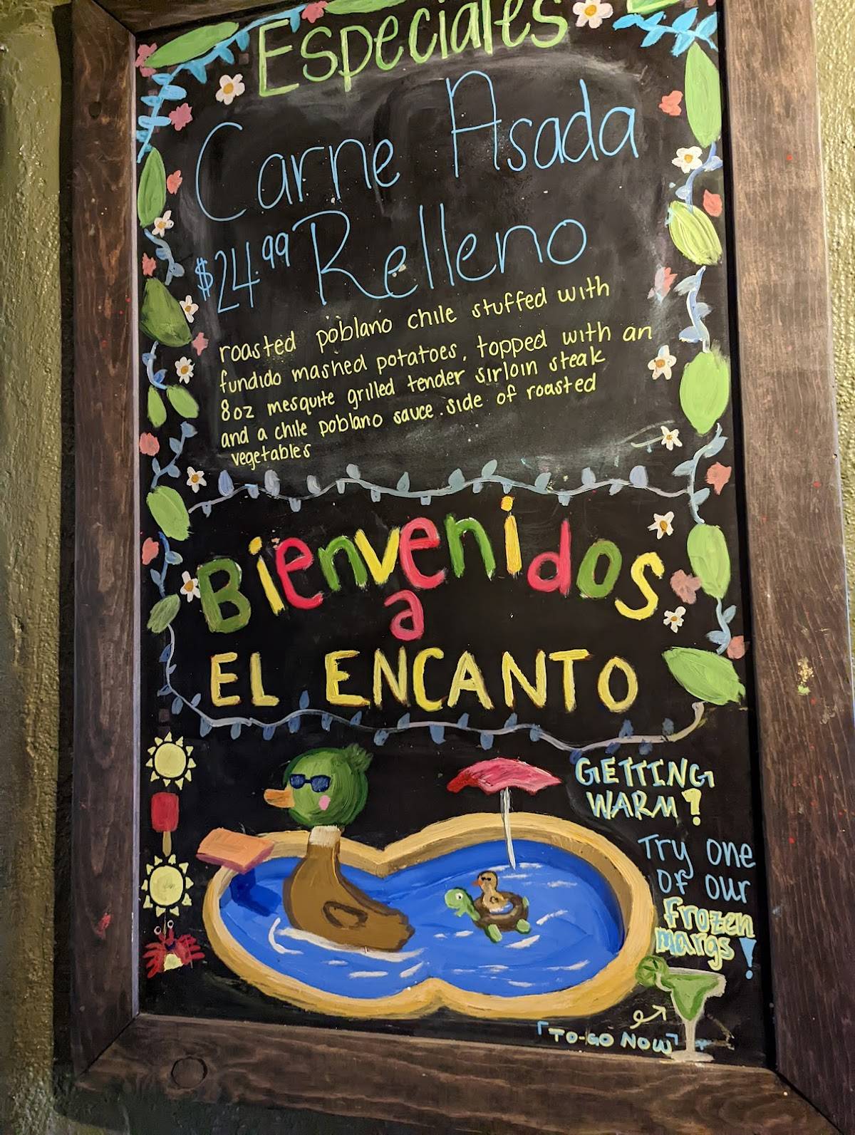 Menu at El Encanto restaurant, Cave Creek, E Cave Creek Rd