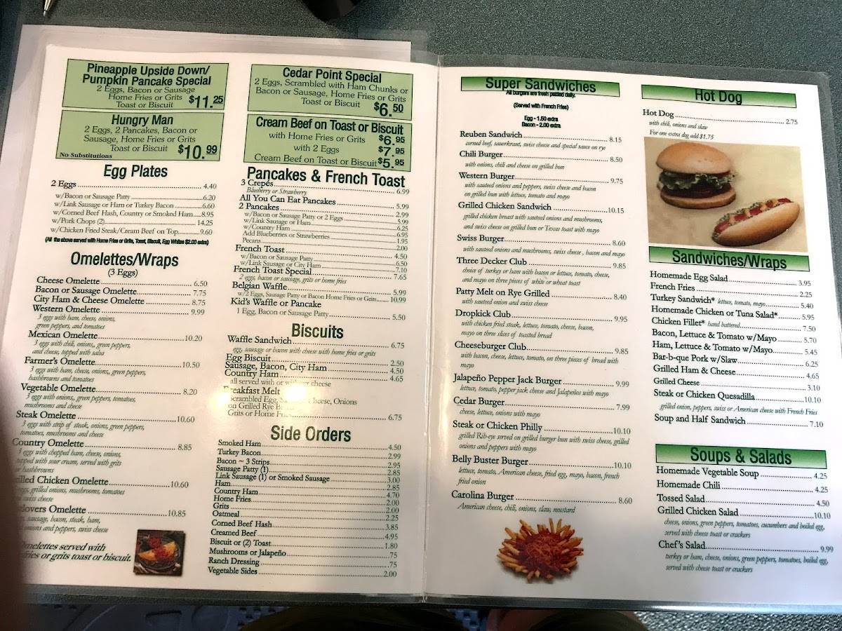 Menu at Cedar Point Restaurant, Spring Lake