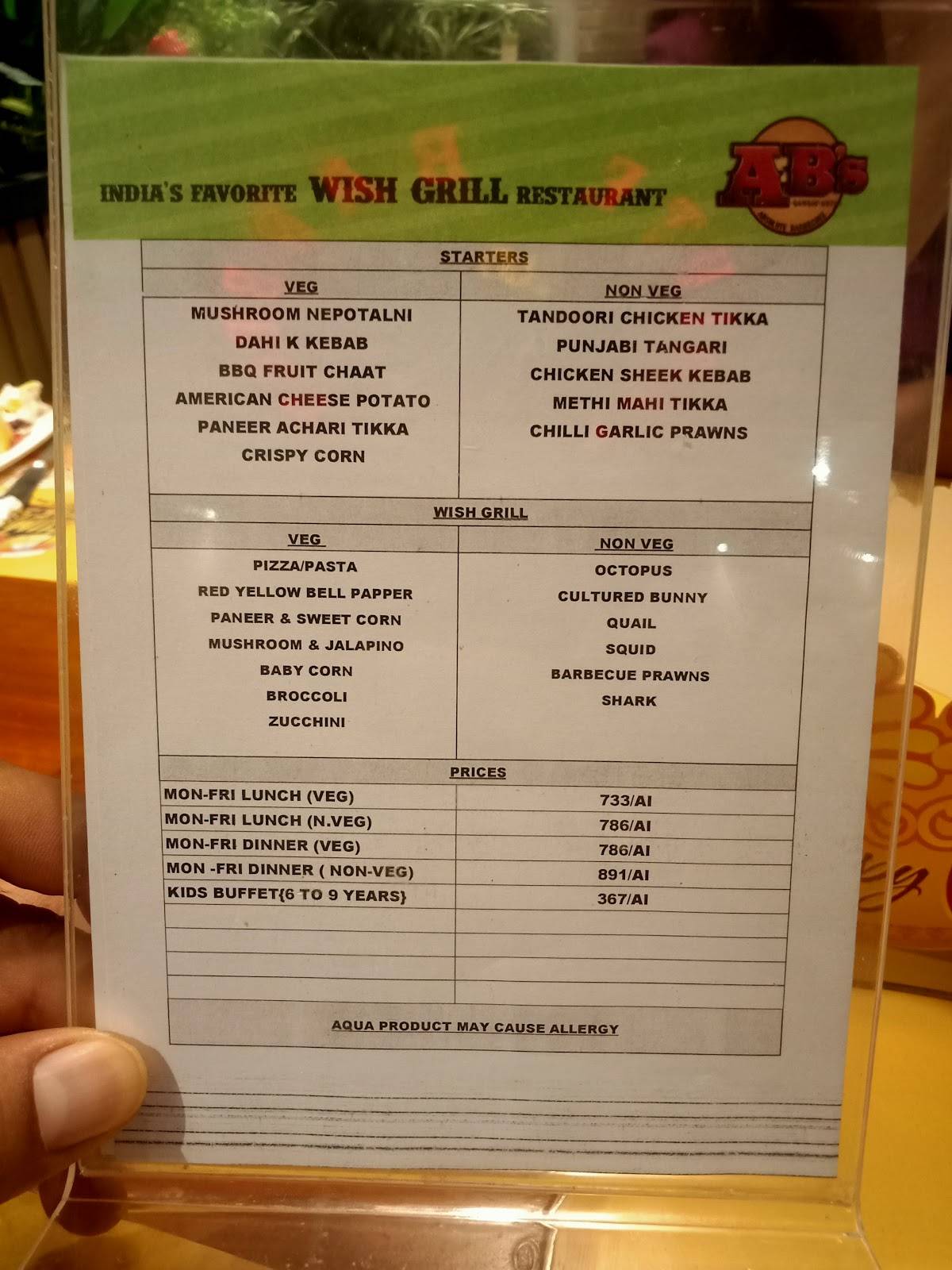 Menu at AB's - Absolute Barbecues Chandigarh, Chandigarh