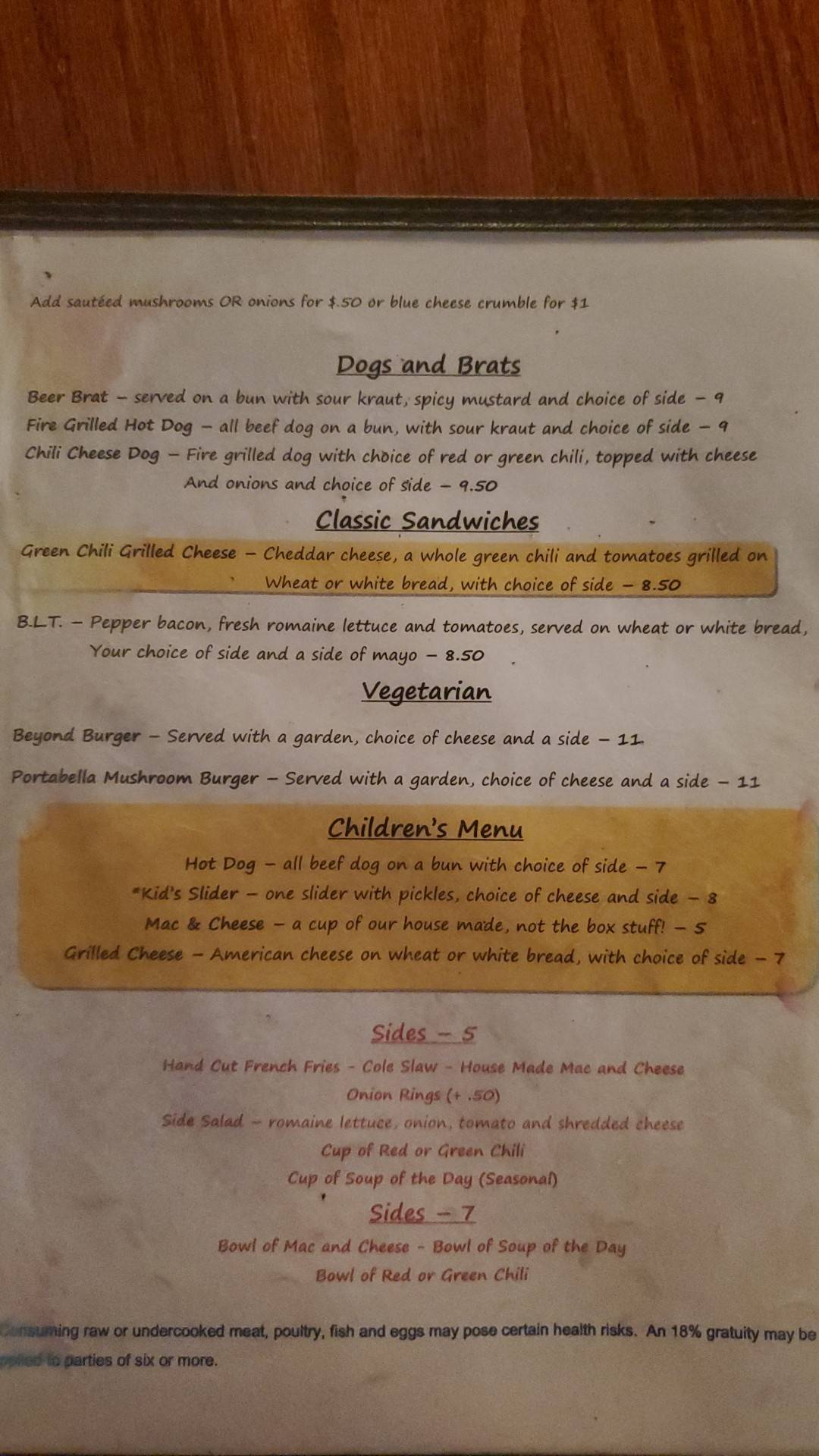Menu at Chappys Woodfired Grill pub & bar, Westcliffe