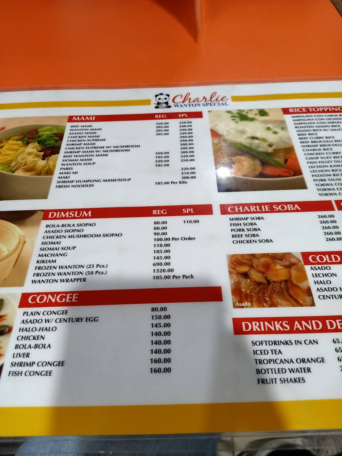 Menu at Charlie Wanton Special restaurant, Mandaluyong