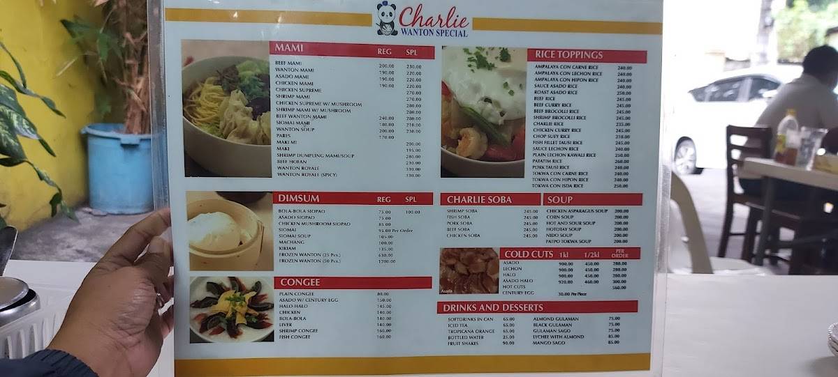 Menu at Charlie Wanton Special restaurant, Mandaluyong