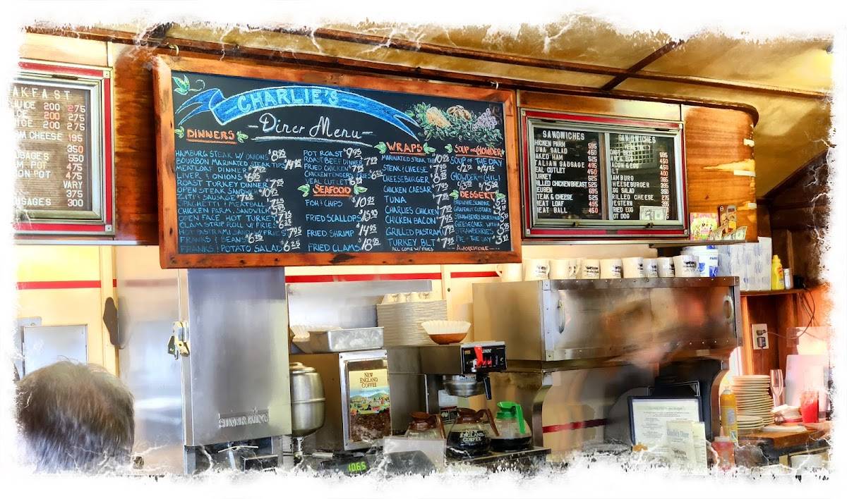 Menu at Charlie's Diner restaurant, Spencer