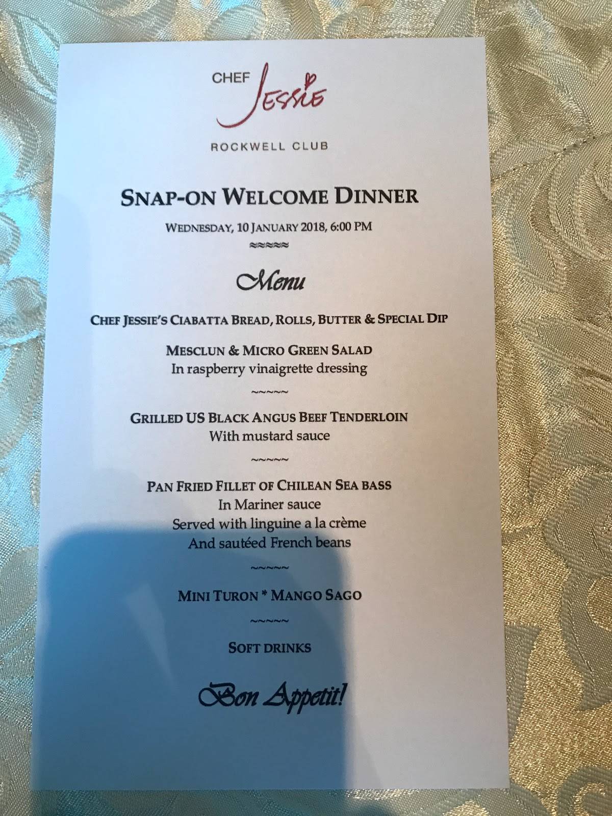 Menu at Chef Jessie Rockwell Club, Makati
