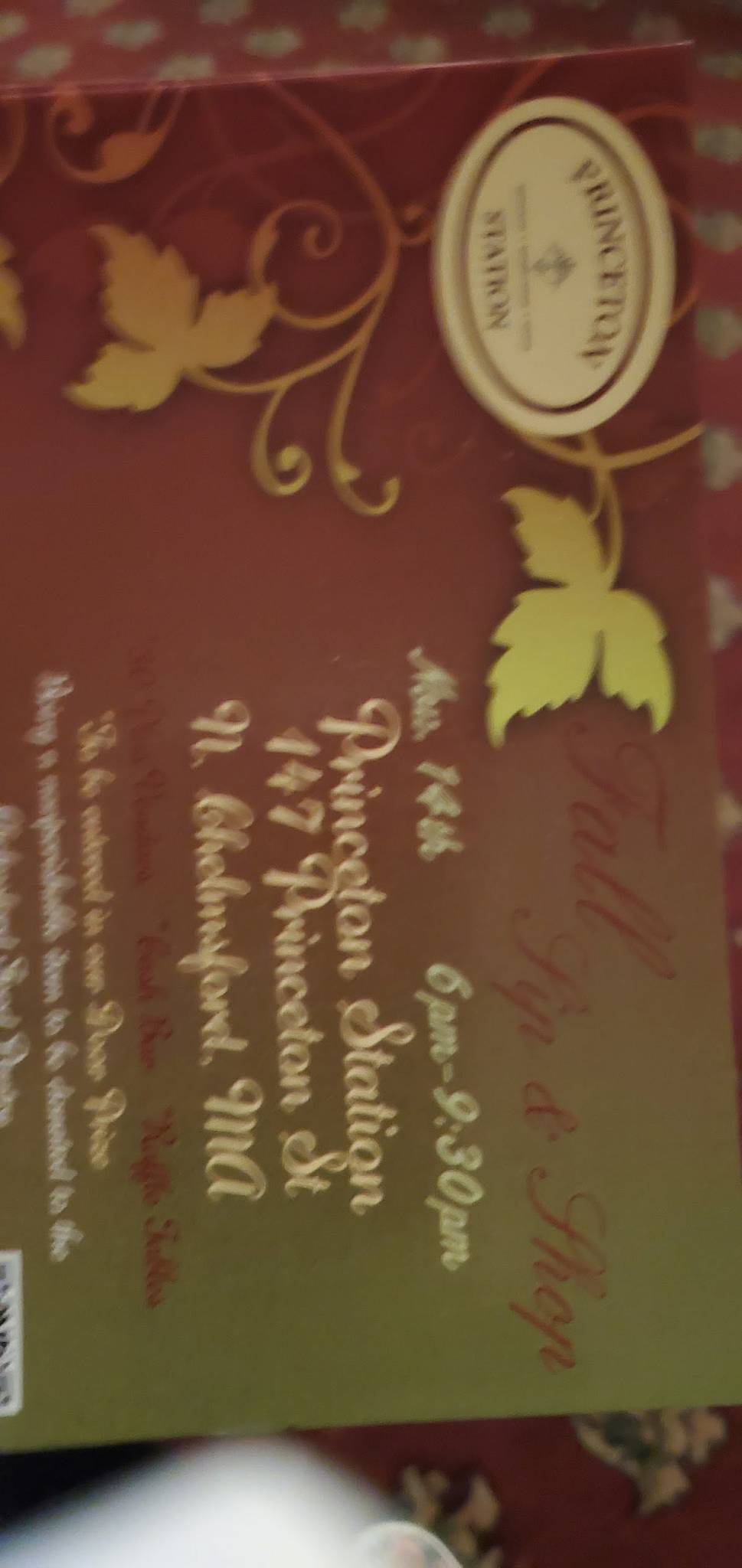 Menu at Princeton Station restaurant, Chelmsford