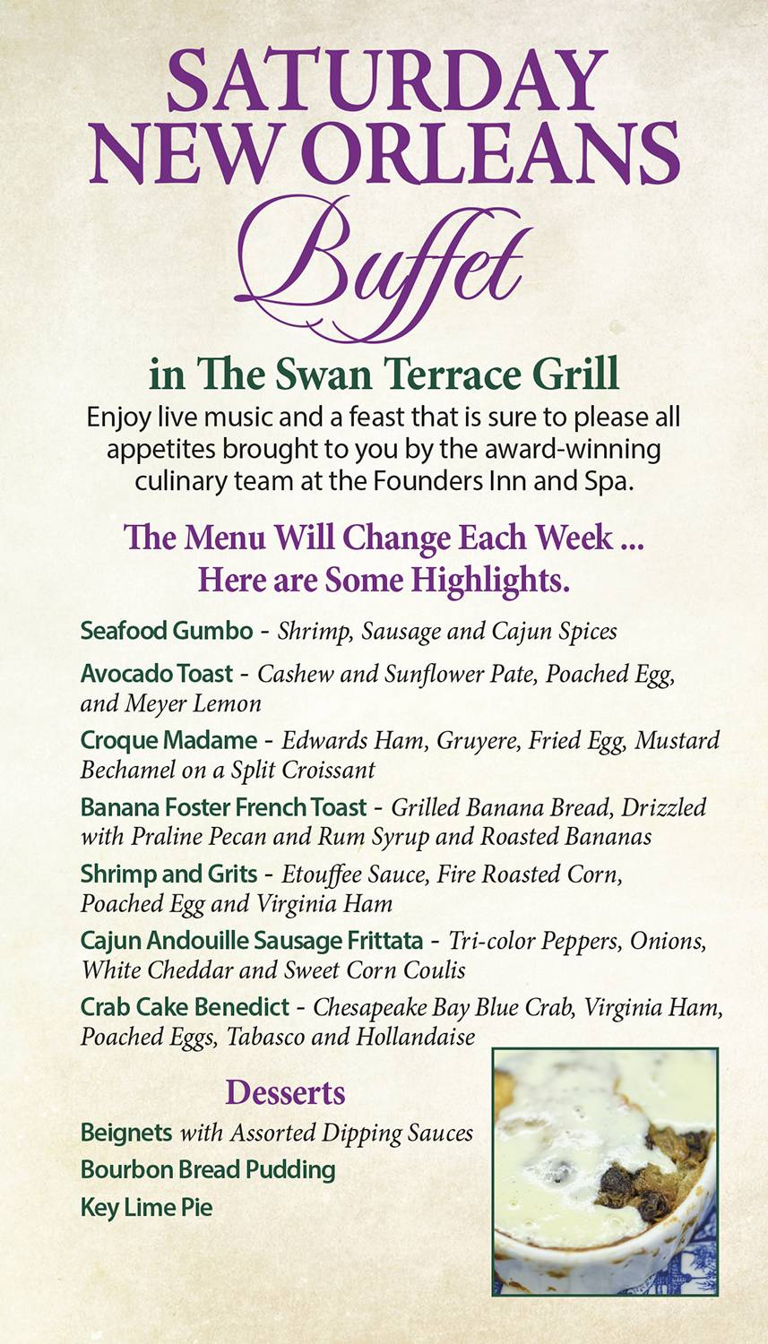 Menu at The Swan Terrace restaurant, Virginia Beach