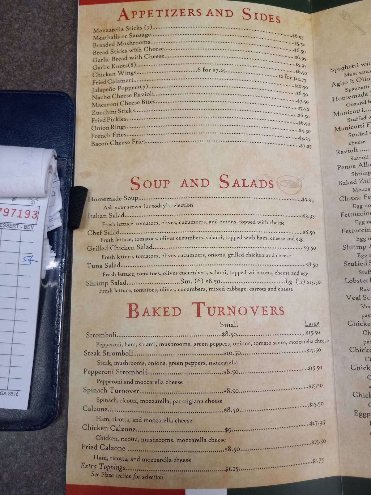 Menu at Ciro's Pizza E Cucina pizzeria, Culpeper