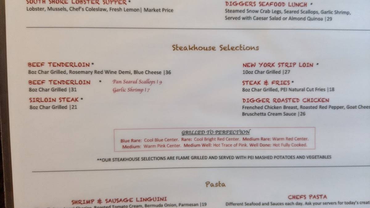 Menu at Clam Diggers Beach House & Restaurant, Cardigan
