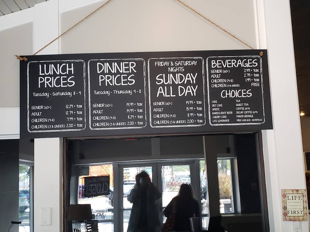 Menu at Duff's Buffet restaurant, Clearwater