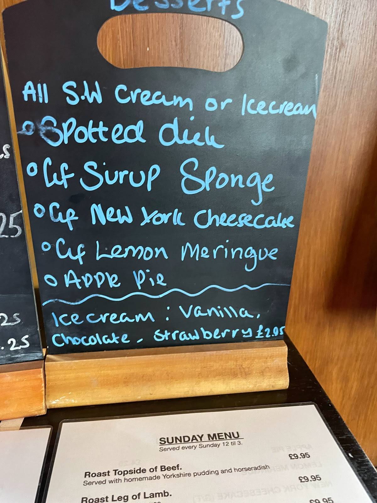 Menu at Carriages cafe, Clevedon
