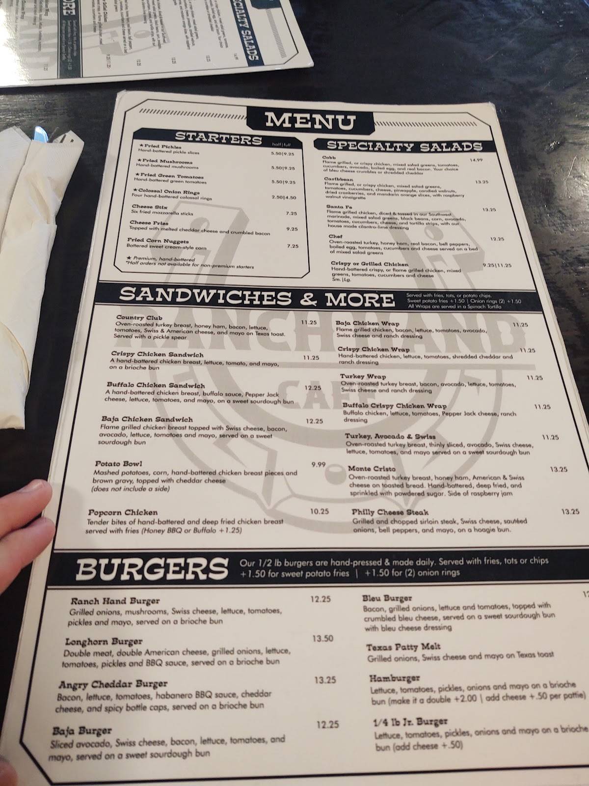 Menu at Ranch Hand Cafe, Cleveland, TX-321