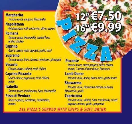Carta del restaurante Babylon Kebab House, Clonmel