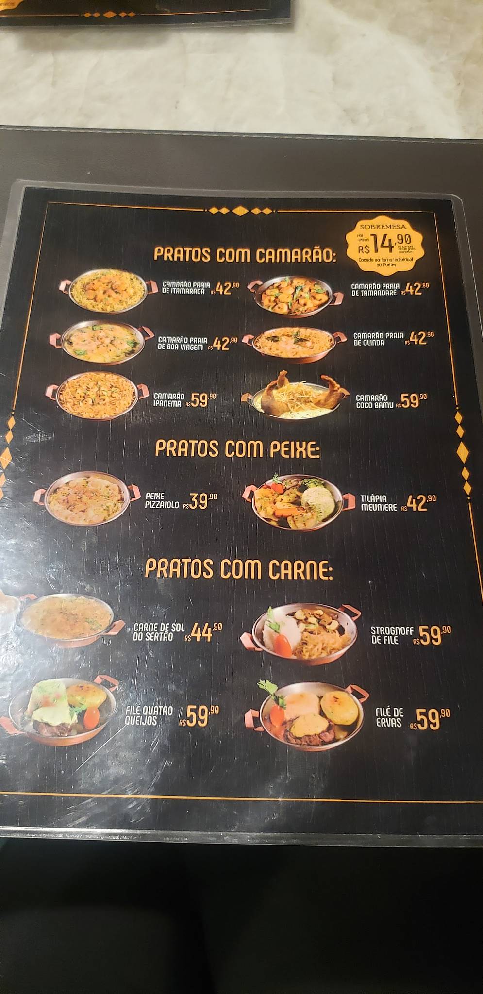 Menu em Coco Bambu restaurante, Rio de Janeiro