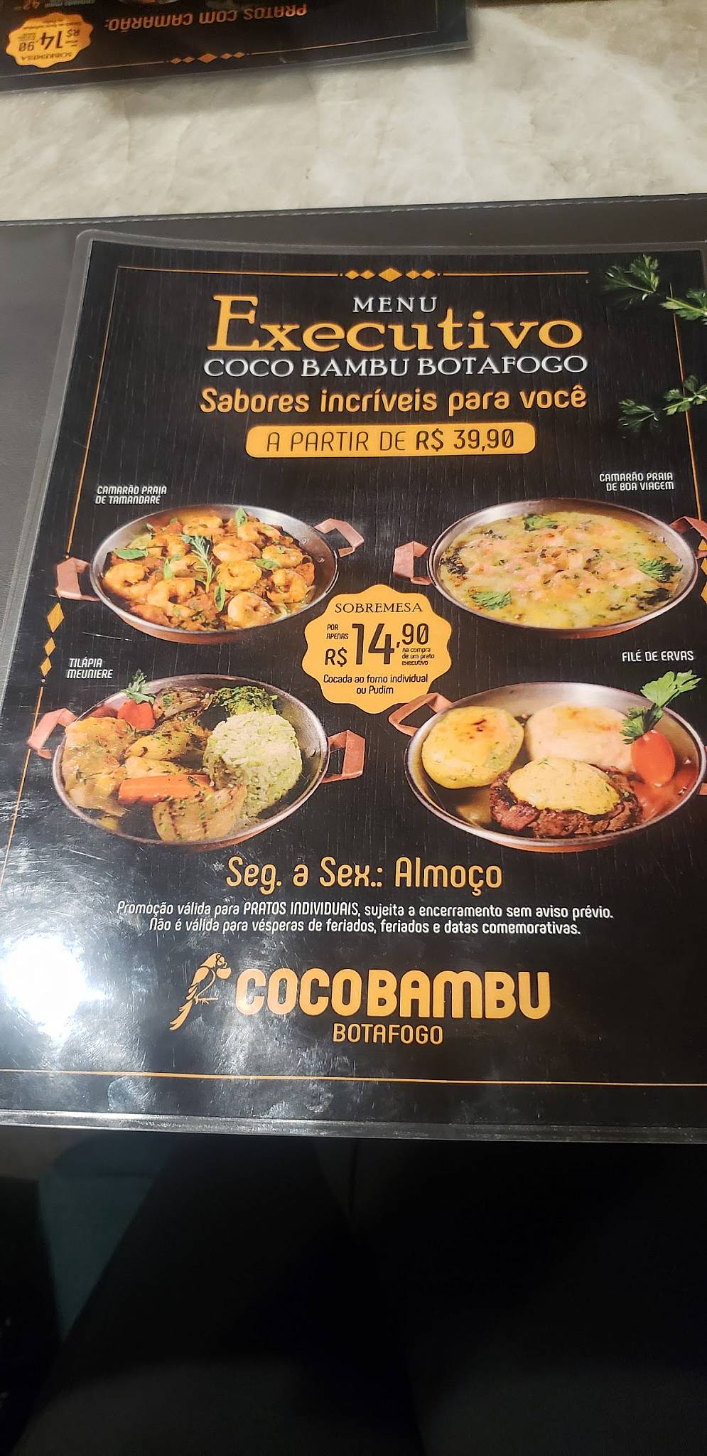 Menu em Coco Bambu restaurante, Rio de Janeiro