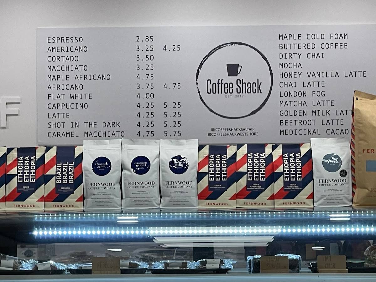 Menu at Coffee Shack (Westshore) cafe, Langford
