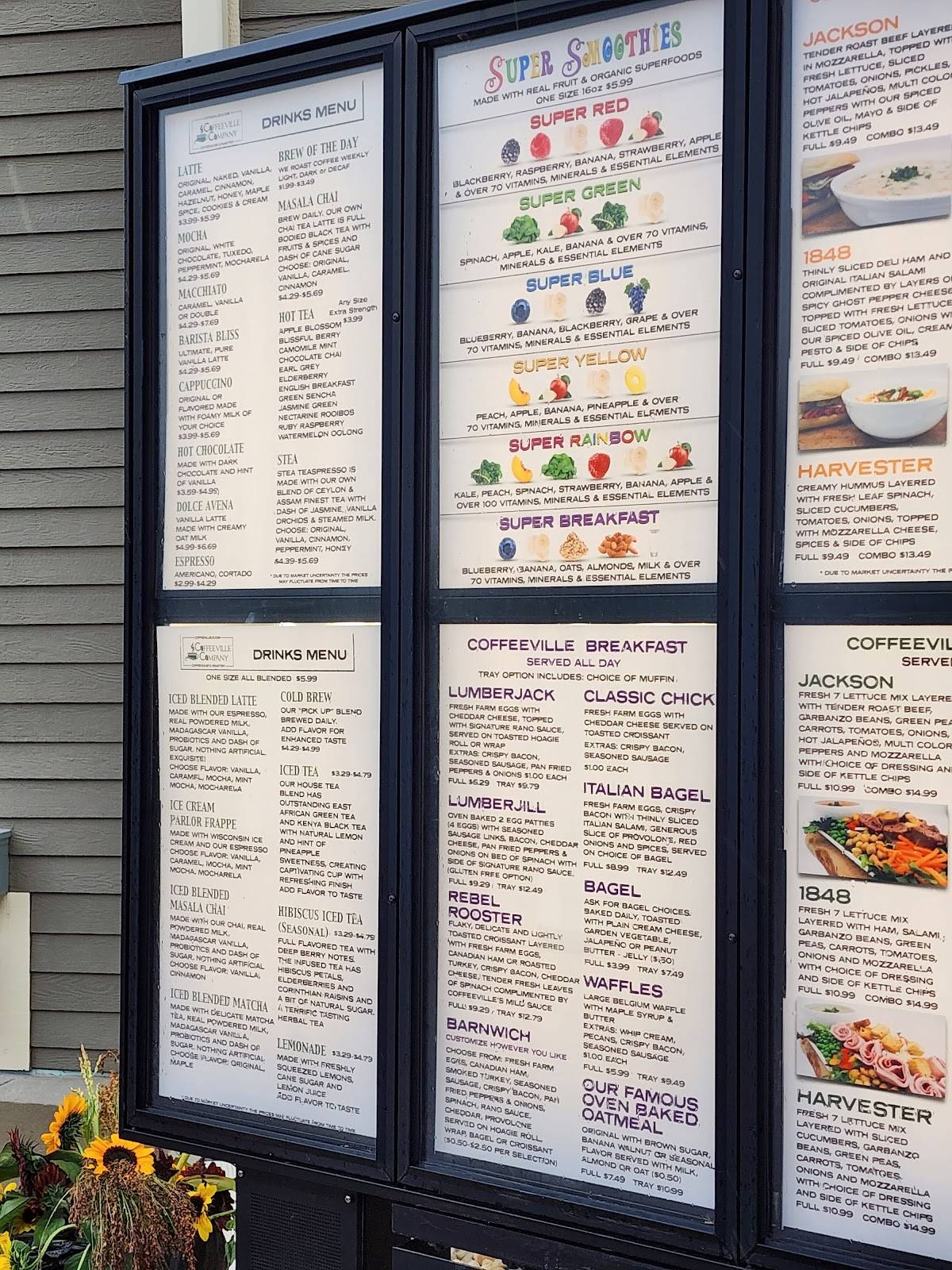 Menu at Coffeeville Company cafe, Jackson