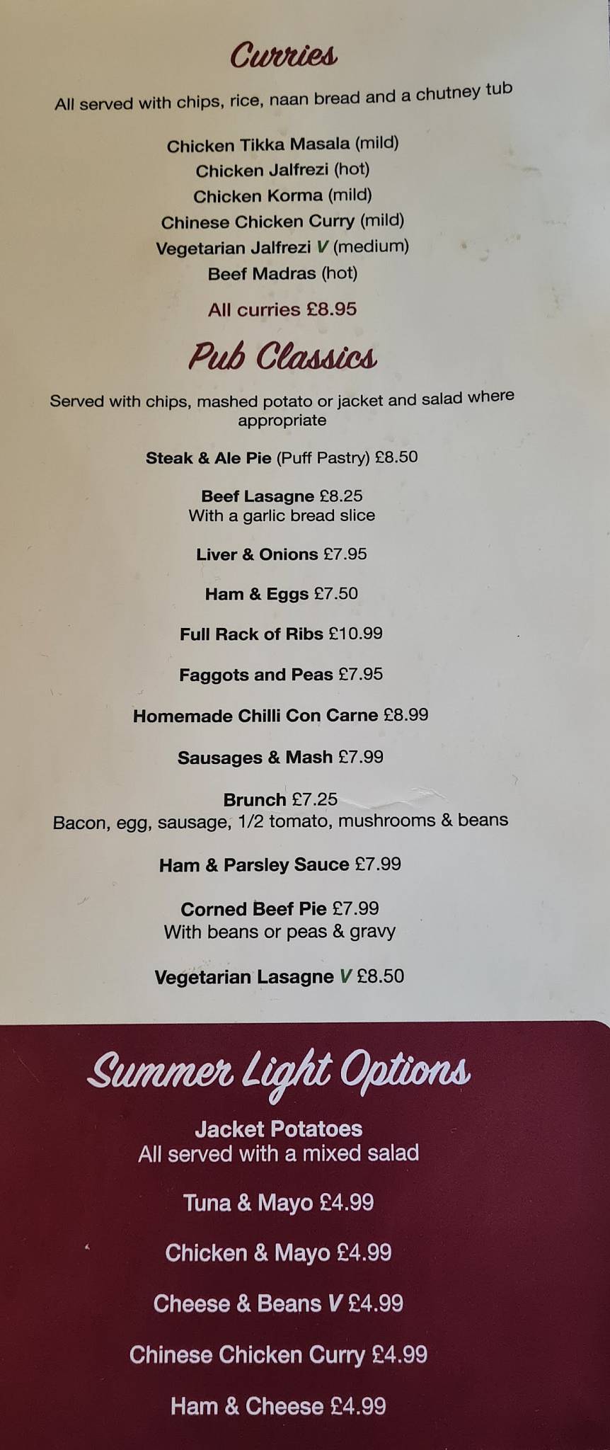 Menu at Colliers Arms pub & bar, Swansea