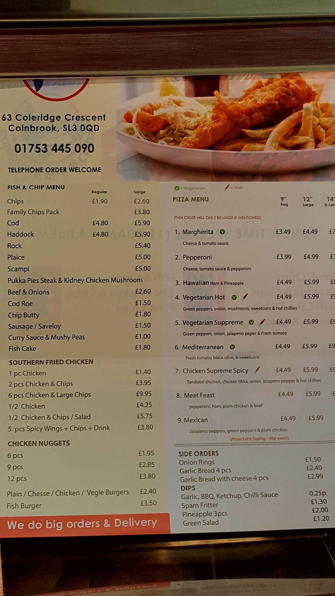 Menu at Colnbrook Fish & Chips fast food, Slough