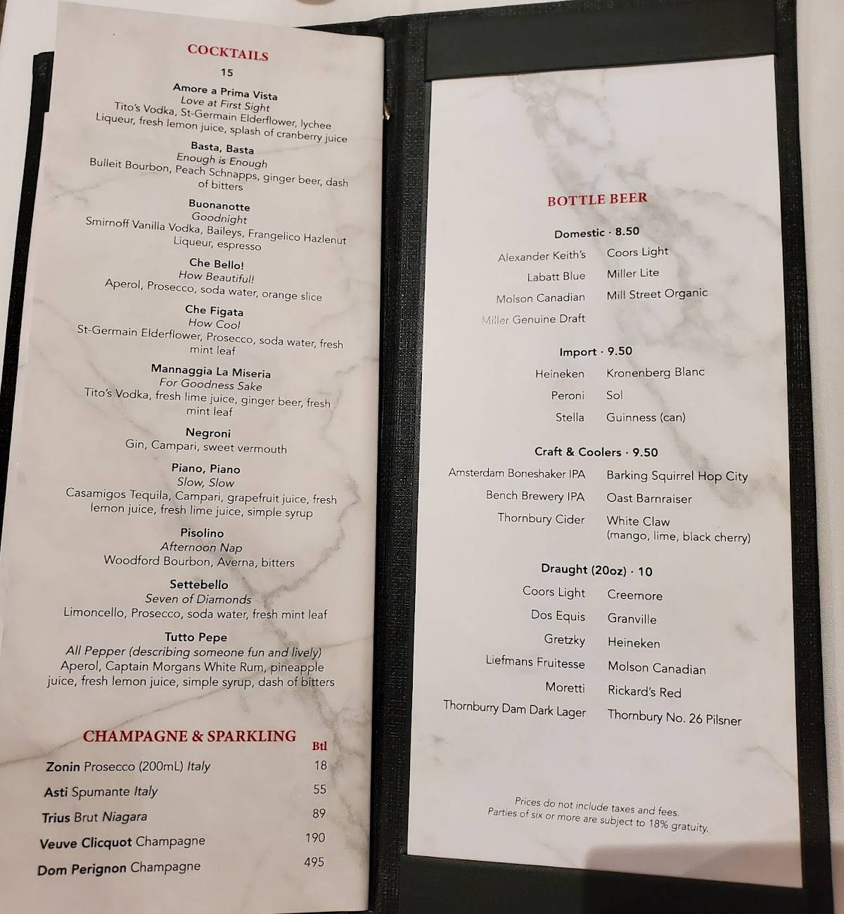 Menu at Corso: Endless Family-Style Italian pub & bar, Niagara Falls