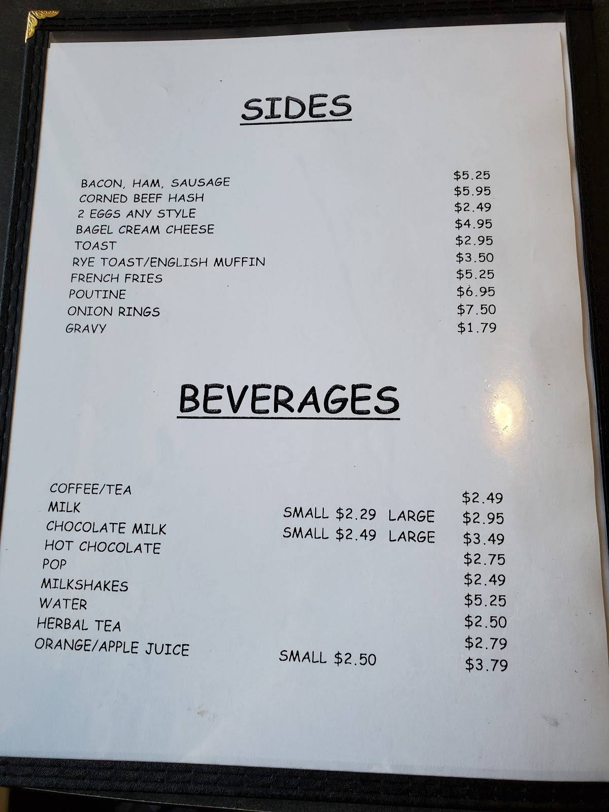 Menu at Country Cabin Restaurant, Mono