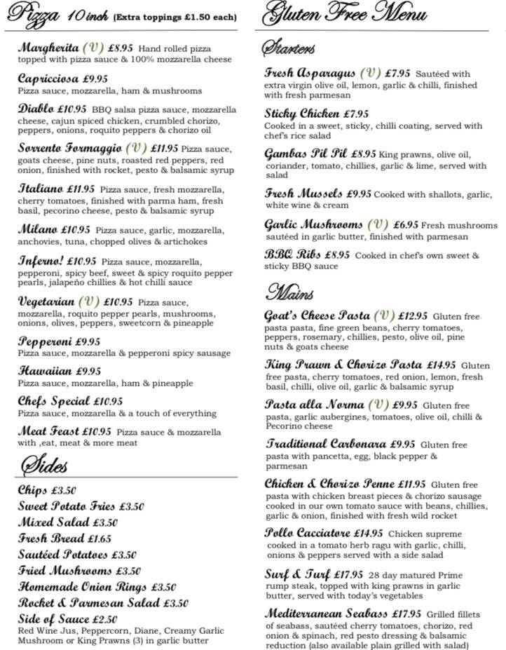 Menu at The Fat Italian CROSBY restaurant, Liverpool