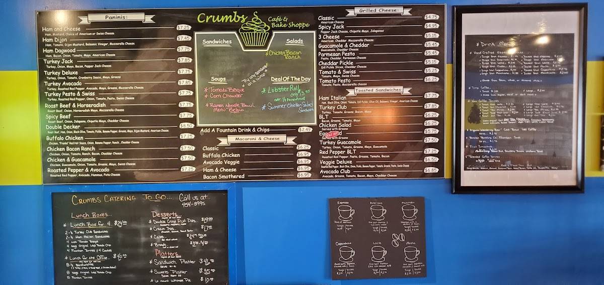 Menu at Crumbs Cafe & Coffee Bar, Calais, 405 Main St