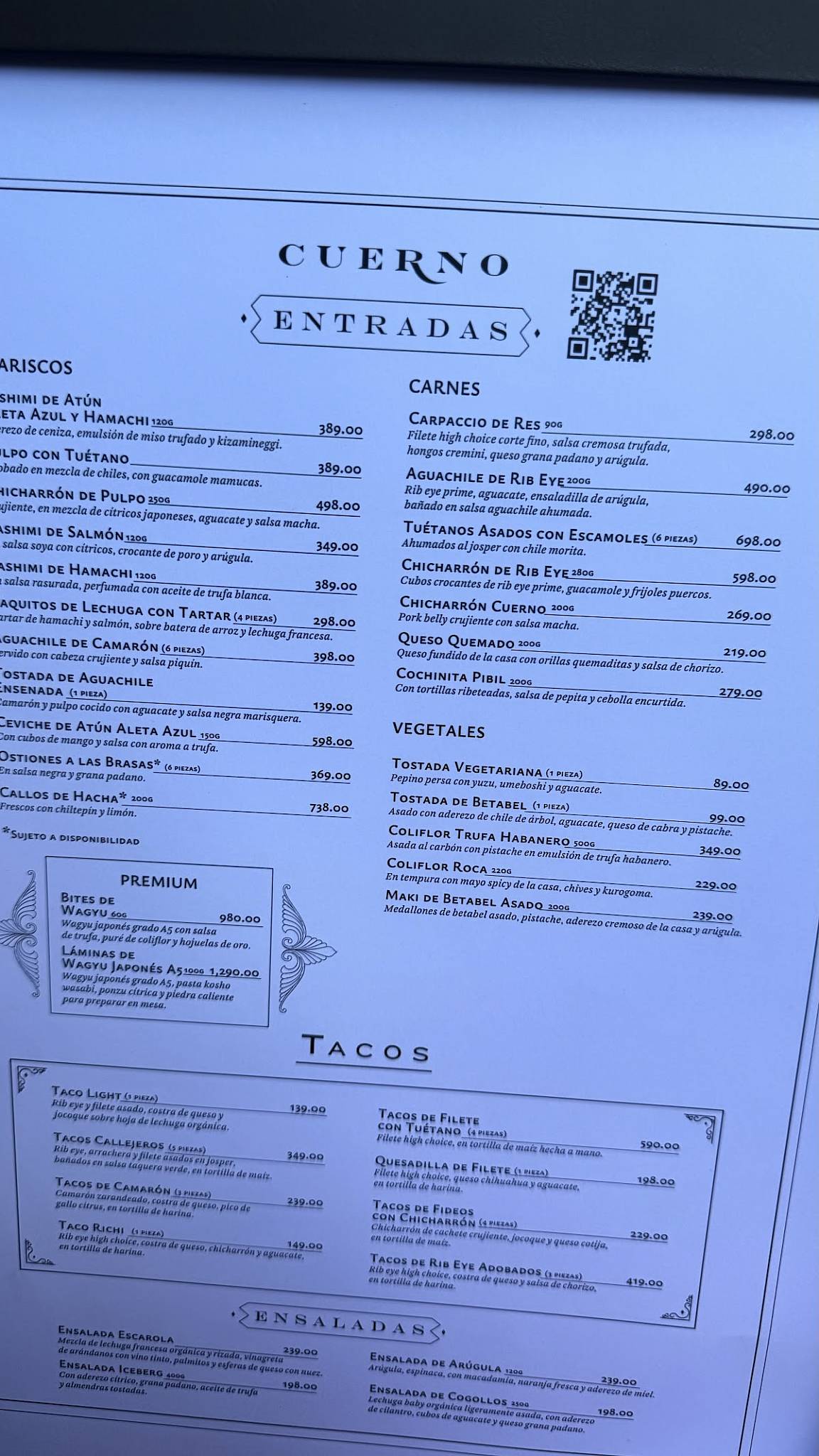 Carta del pub y bar Cuerno - CDMX, Ciudad López Mateos