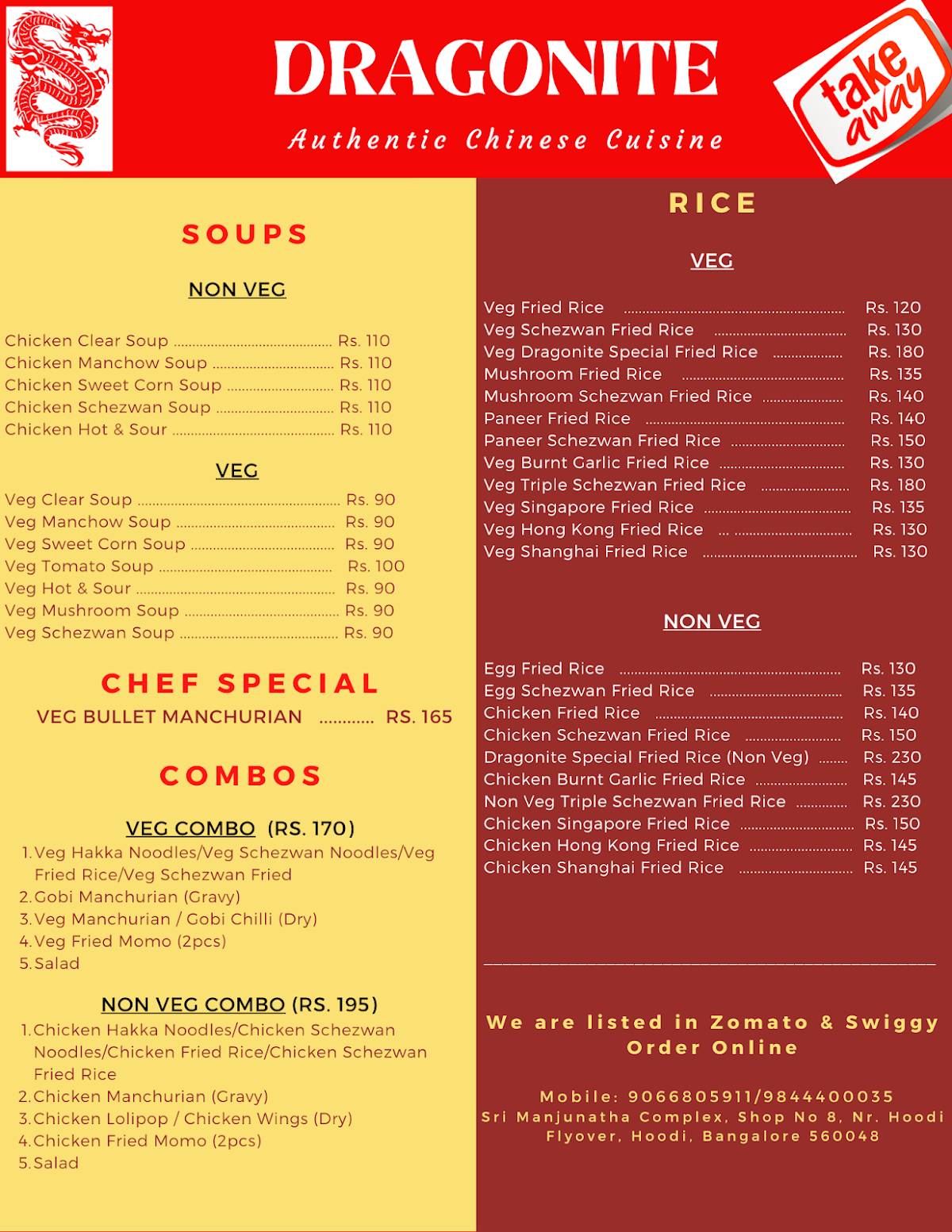 Menu at DRAGONITE Chinese Cuisine, Bengaluru