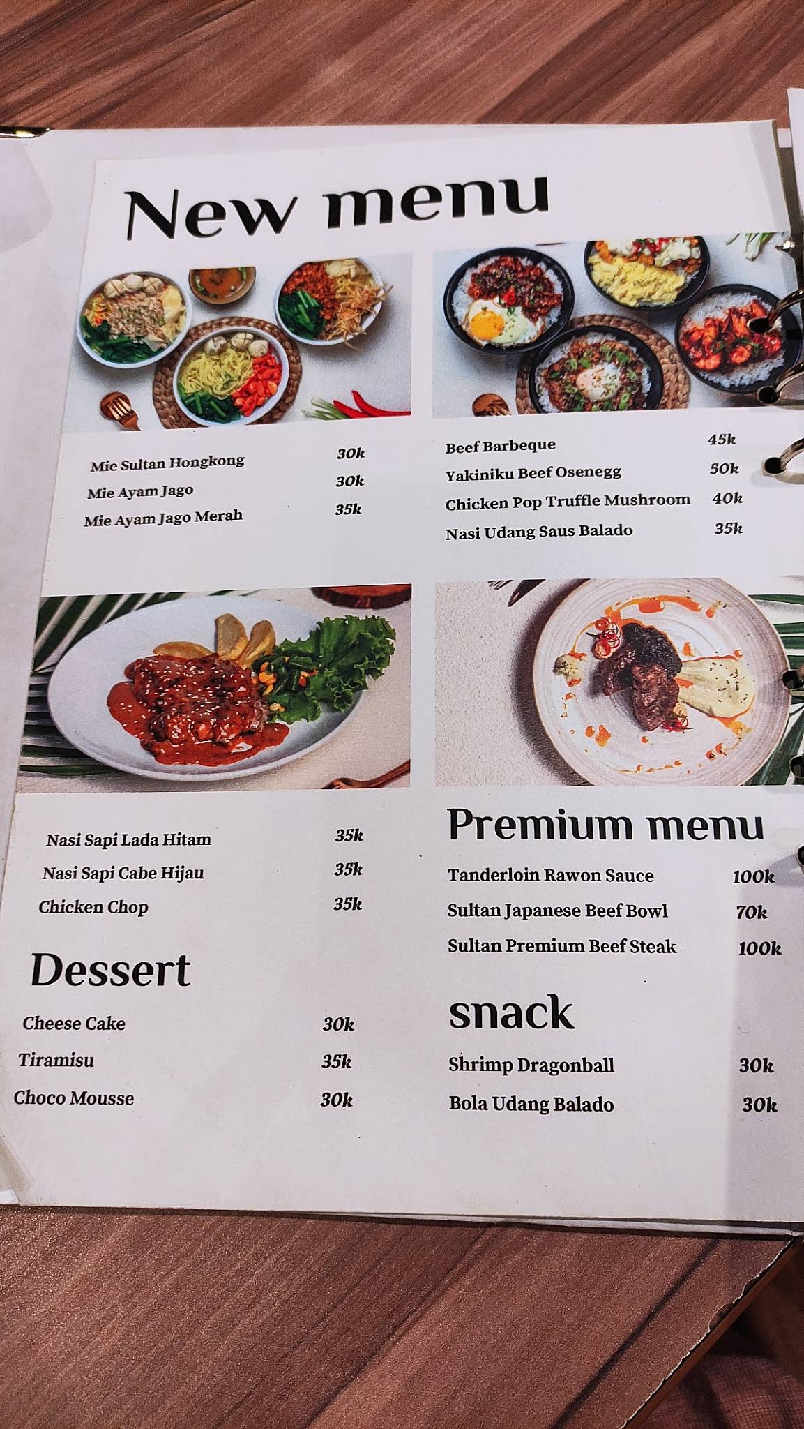 Menu at D’Sultan Cafe Tuban, Tuban