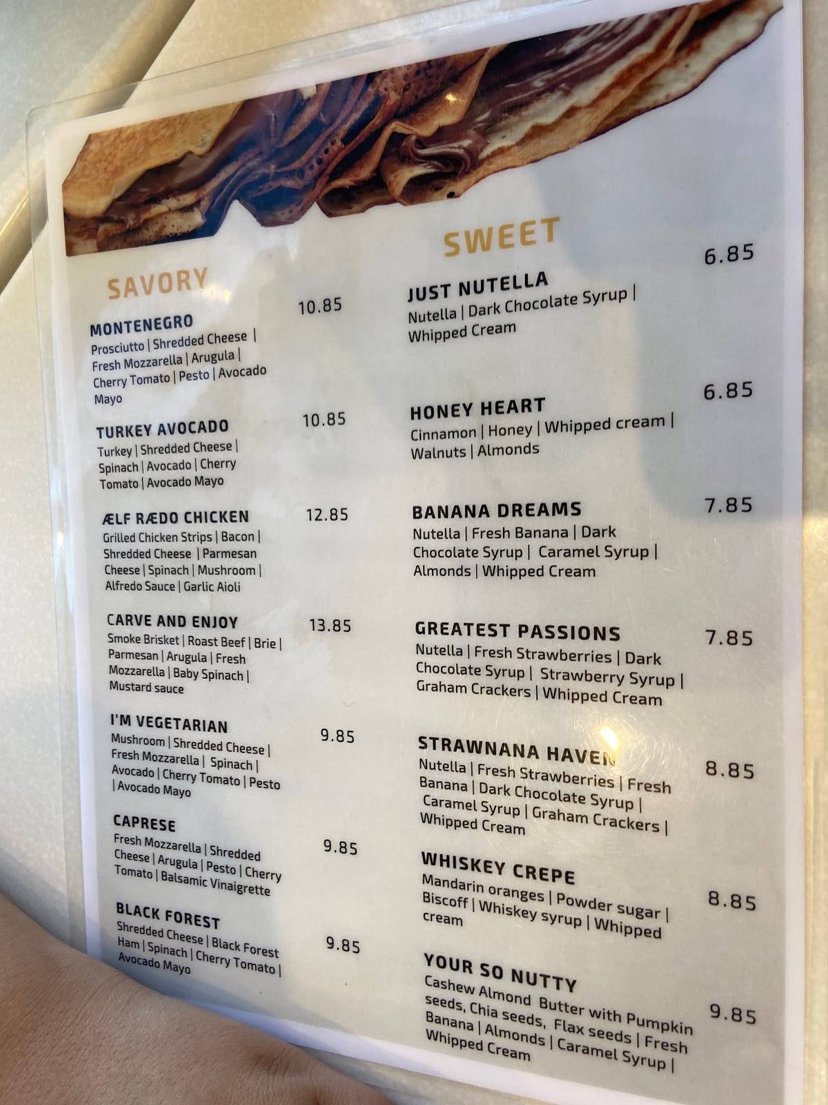 Menu at Dali Crepes Catering & Cafe, South Salt Lake