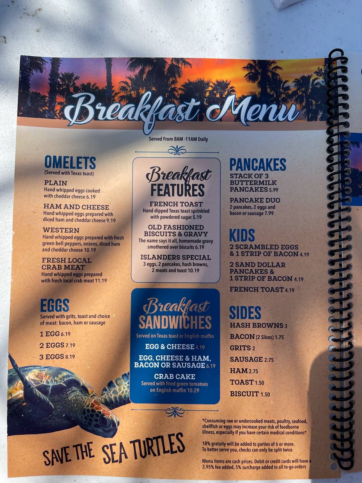 Menu at Islanders Restaurant & Bar, Dauphin Island