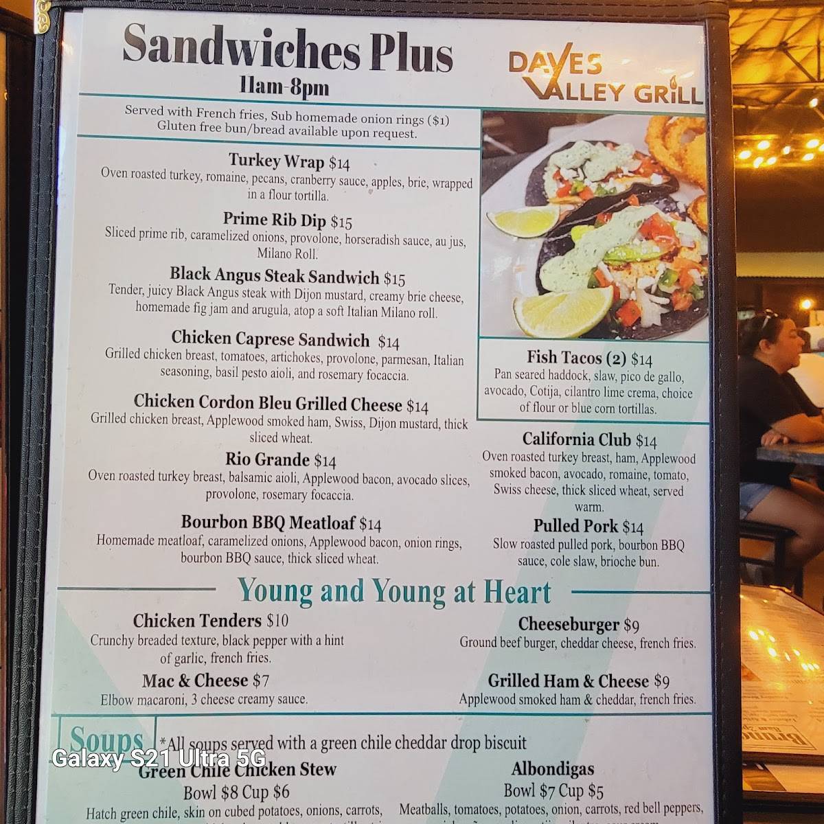Menu at Dave's Valley Grill cafe, Los Ranchos de Albuquerque