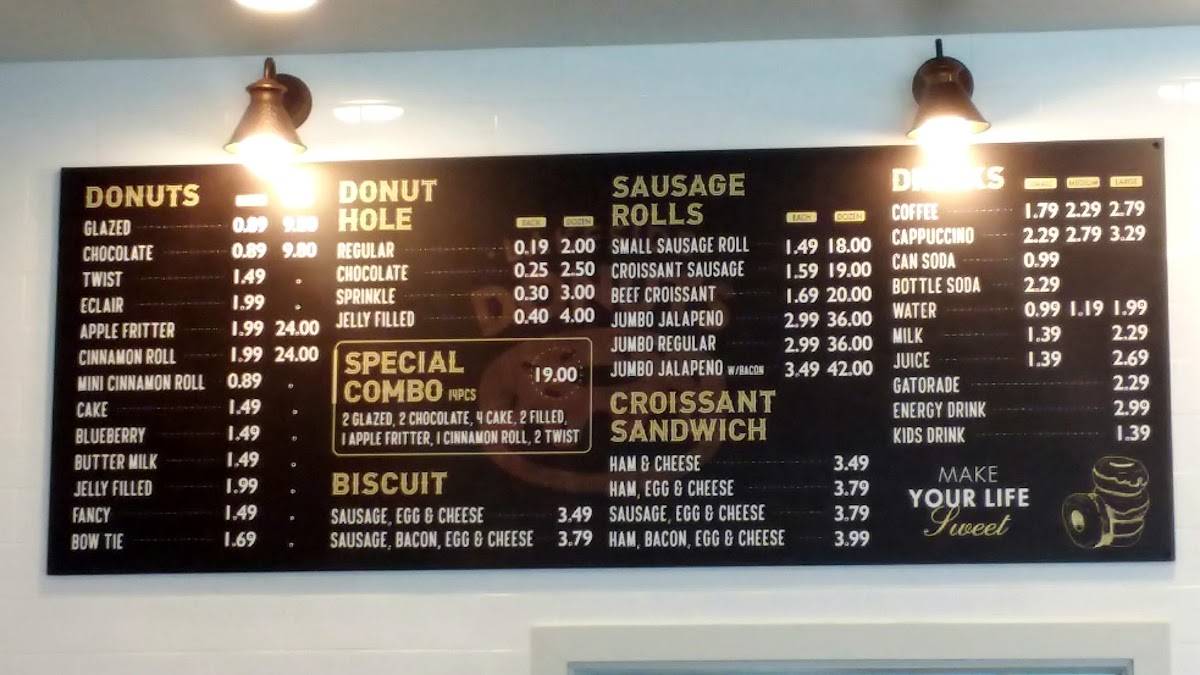 Menu at Daylight Donuts at Lakeside, Flower Mound