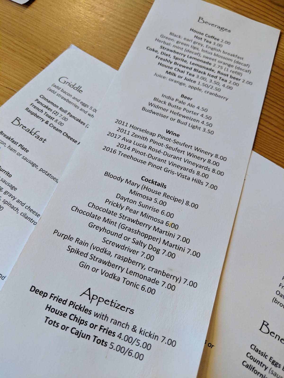Menu at Block House Cafe, Dayton