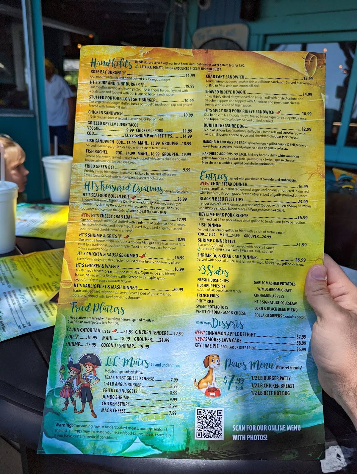 Menu at Hidden Treasure Rum Bar & Grill, Ponce Inlet