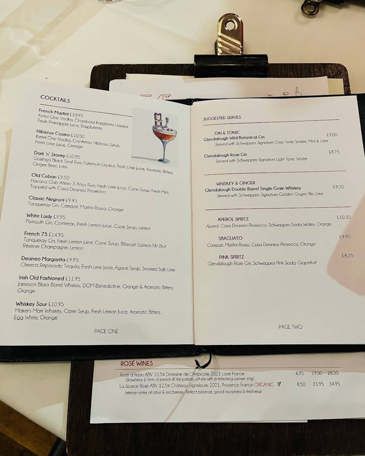 Menu at Deanes Meat Locker restaurant, Belfast