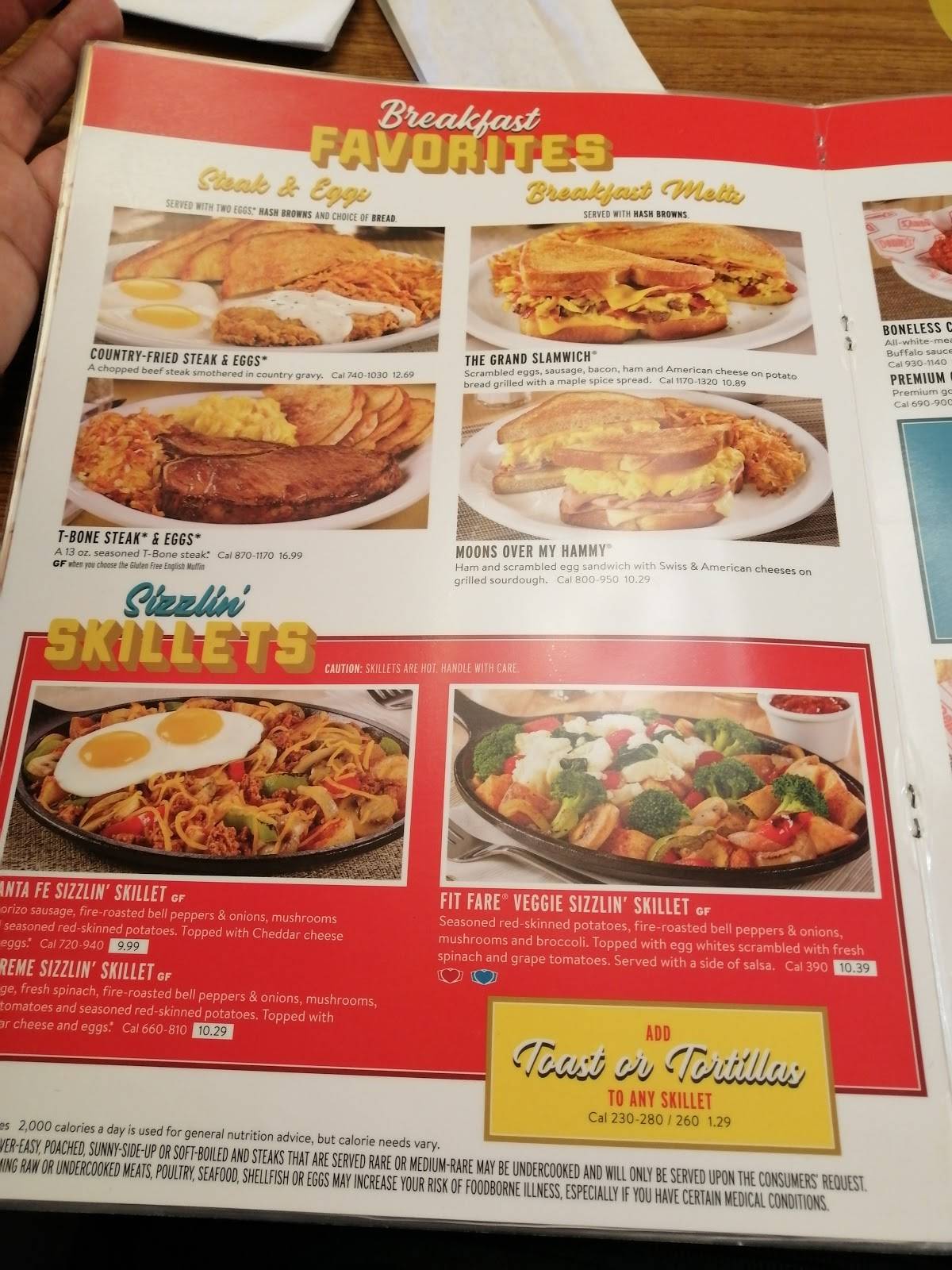 Menu at Denny's restaurant, Sparks, 205 Nugget Ave