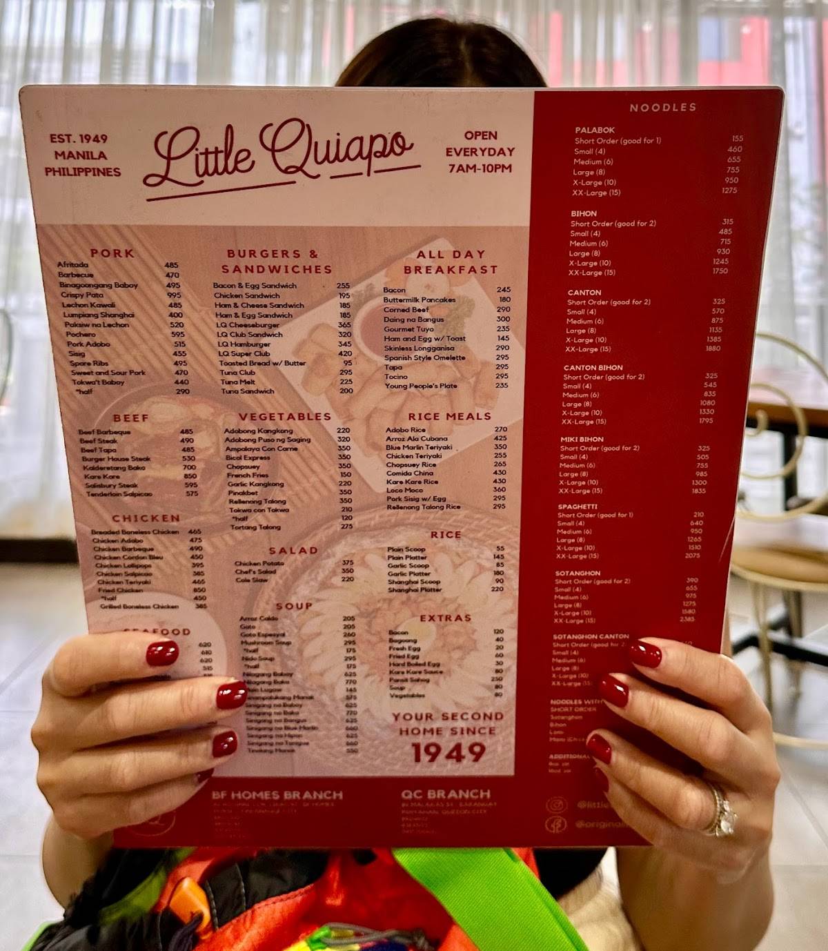 Menu at Little Quiapo desserts, Quezon City
